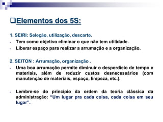 Gerenciamento da qualidade em saúde utilizado os 5S | PPTX