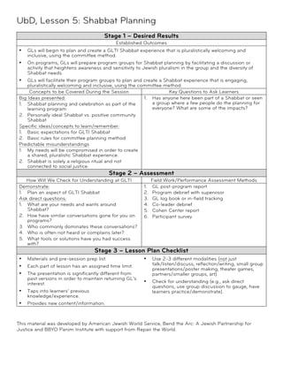 5 shabbat planning lesson plan and ub-d | PDF | Judaism | Religion ...