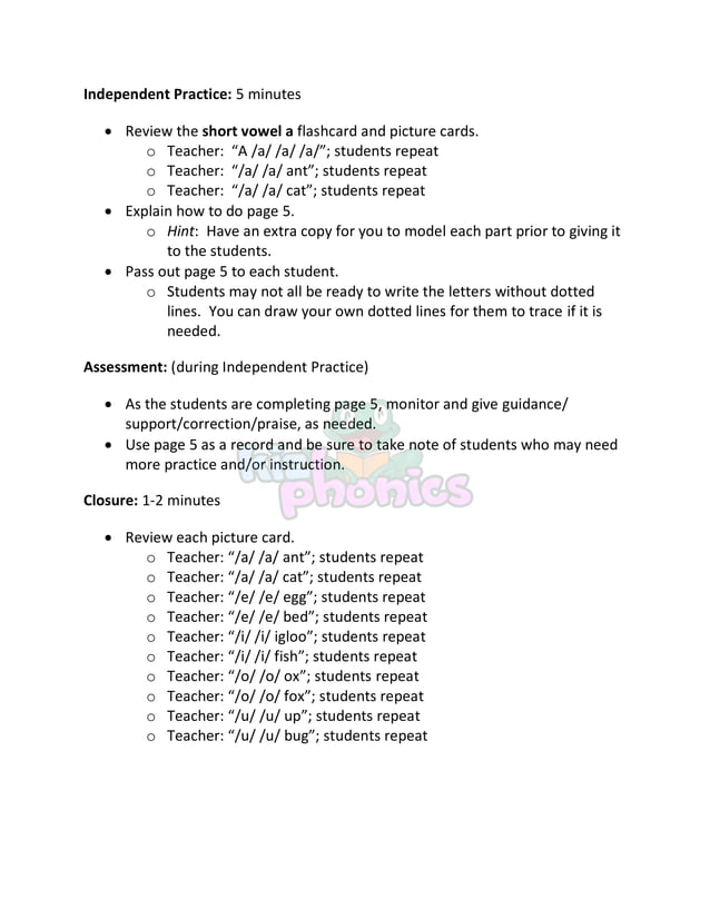 5 short vowels a e i o u - short a | PDF | Education