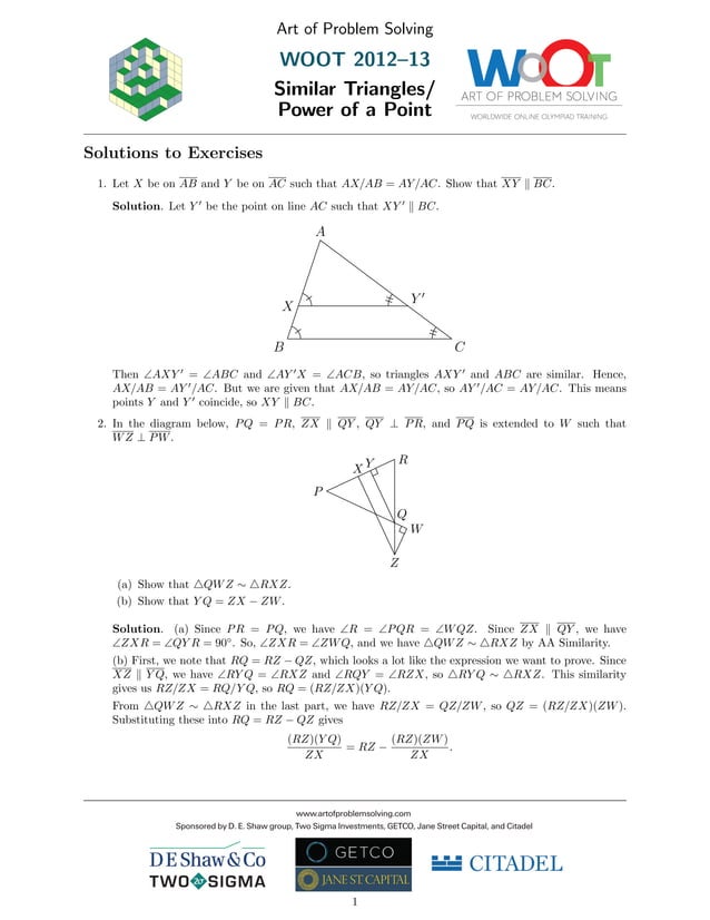 5 similar+triangles%26 power+of+a+point+%28solutions%29 | PDF