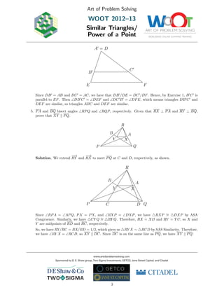 5 similar+triangles%26 power+of+a+point+%28solutions%29 | PDF