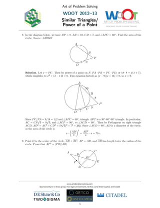 5 similar+triangles%26 power+of+a+point+%28solutions%29 | PDF