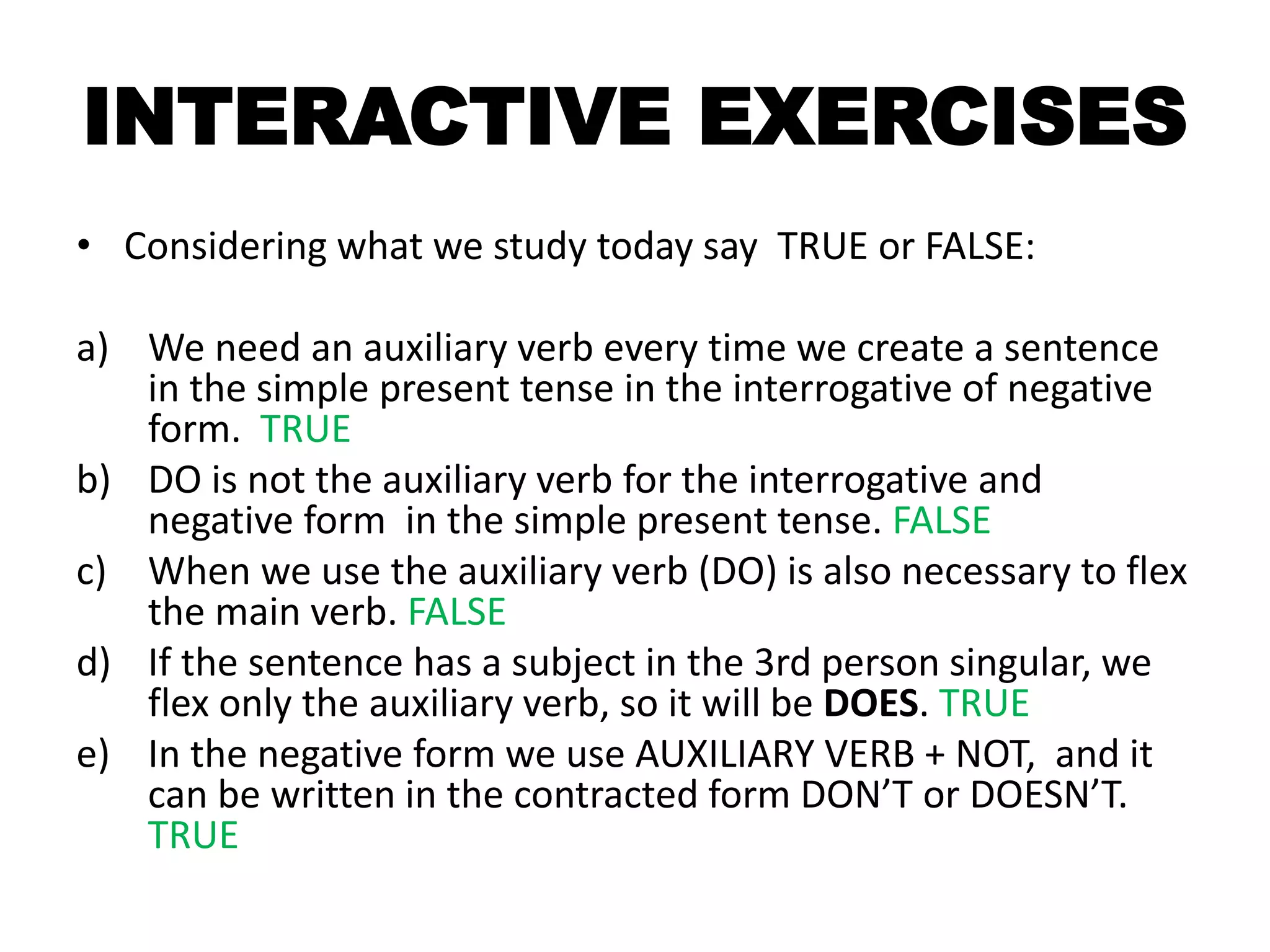5 simple present interrogative and negative forms | PPTX