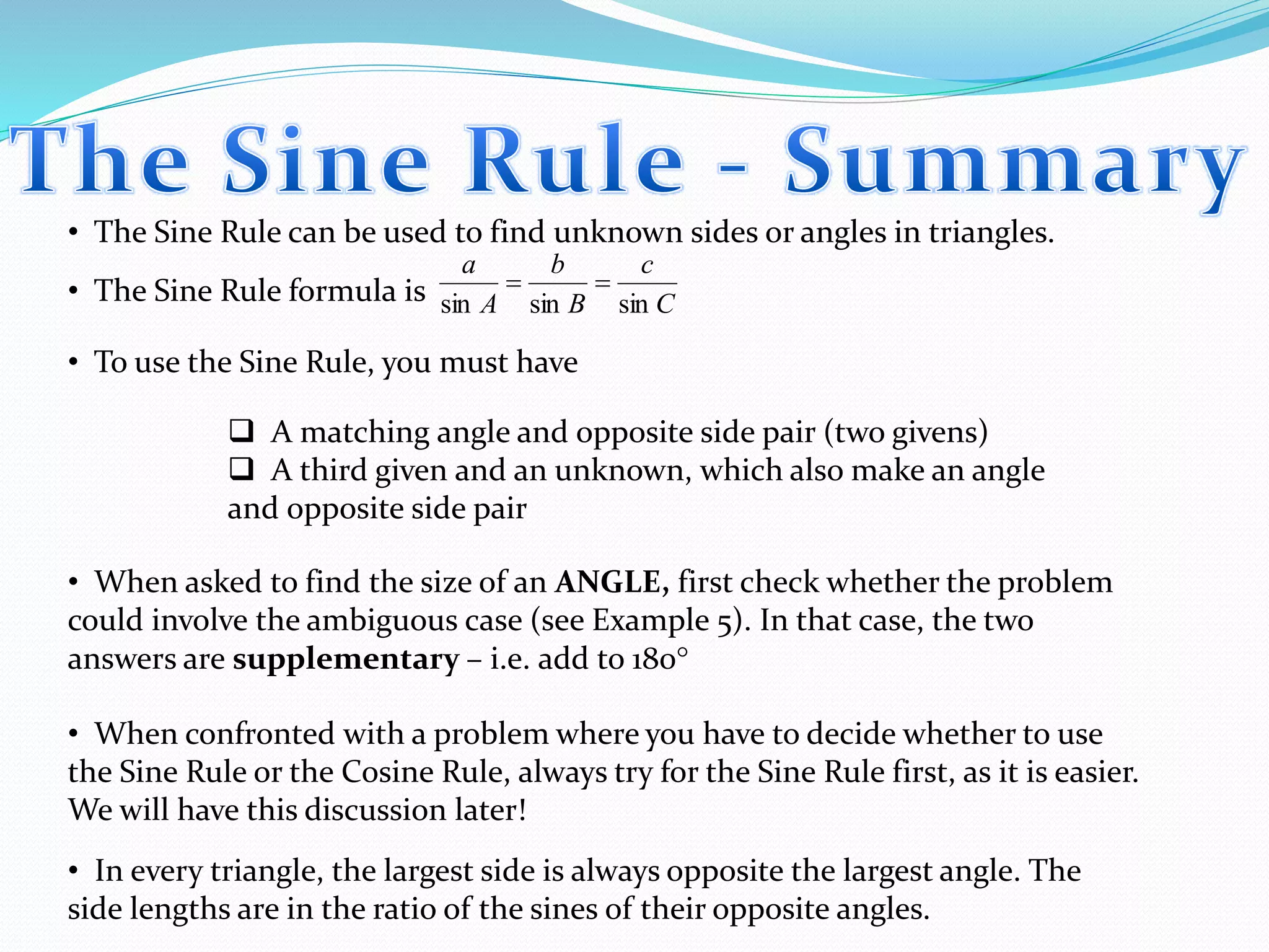 sine and cosine rule | PPTX