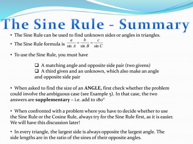 sine and cosine rule | PPTX | Science