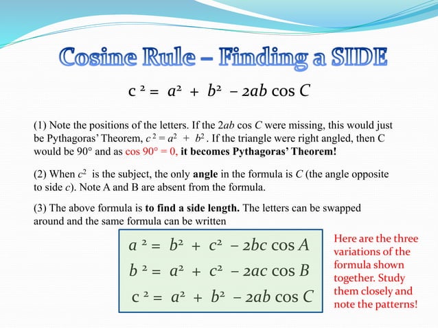 sine and cosine rule | PPTX | Science