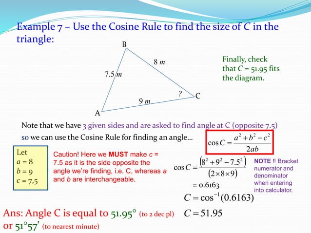 sine and cosine rule | PPTX | Science