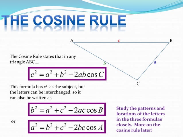 sine and cosine rule | PPTX | Science