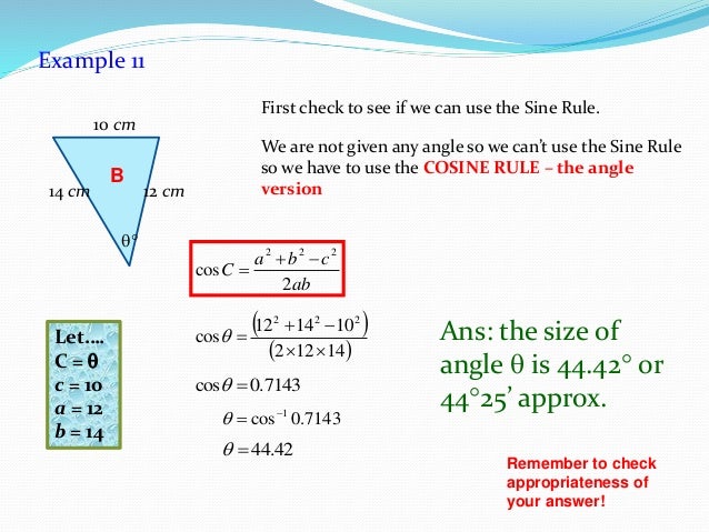 sine and cosine rule