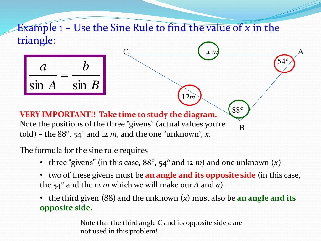 sine and cosine rule