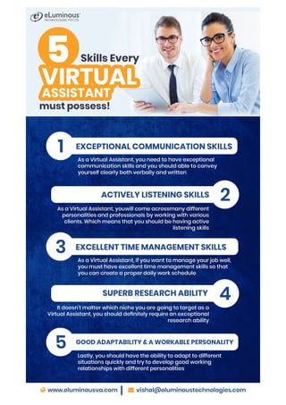 5 SKILLS EVERY VIRTUAL ASSISTANT MUST POSSESS! | PDF