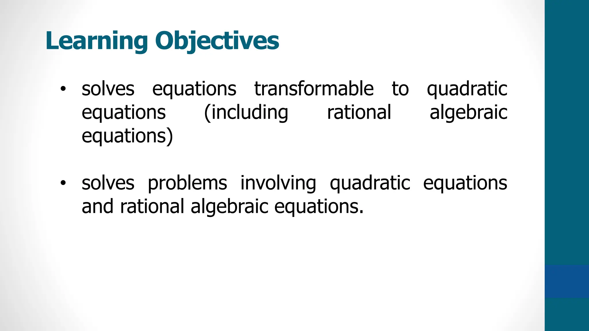 5 Solving Quadratic Equations And Rational Algebraic Equations Pptx Free Download