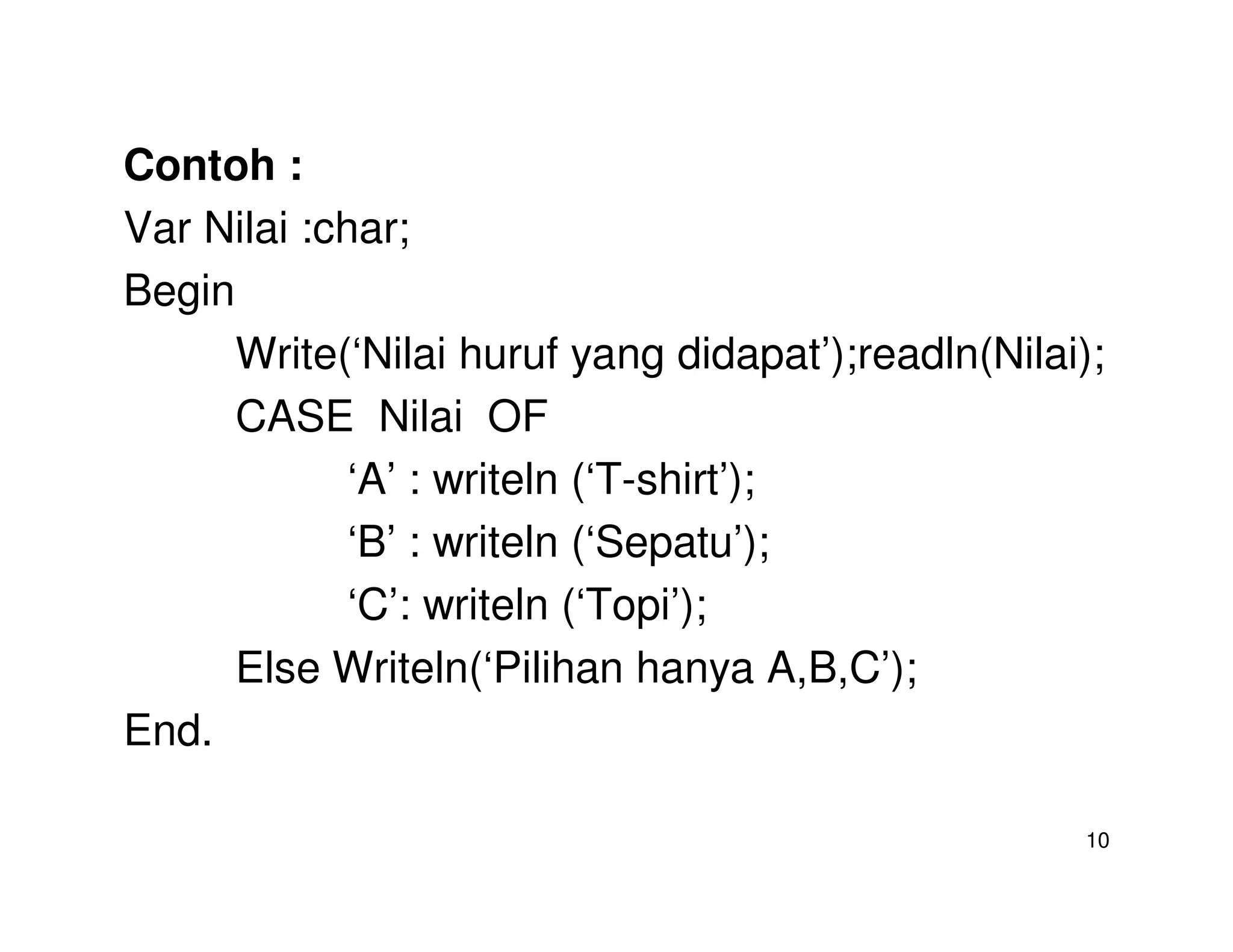 5. struktur kontrol if, select case | PPT