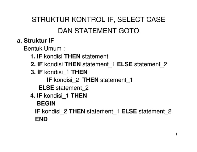5. struktur kontrol if, select case | PPT