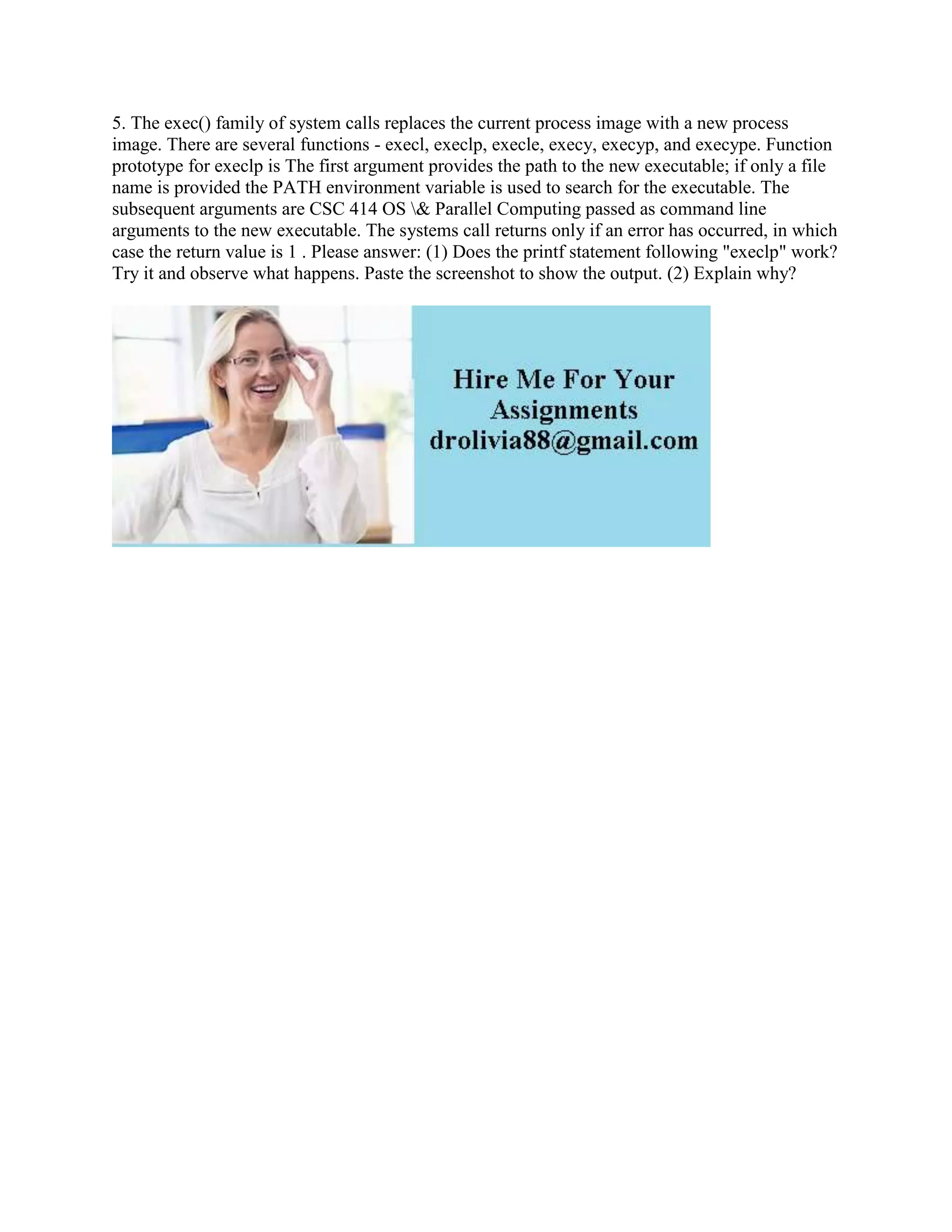 5- The exec() family of system calls replaces the current process imag.docx