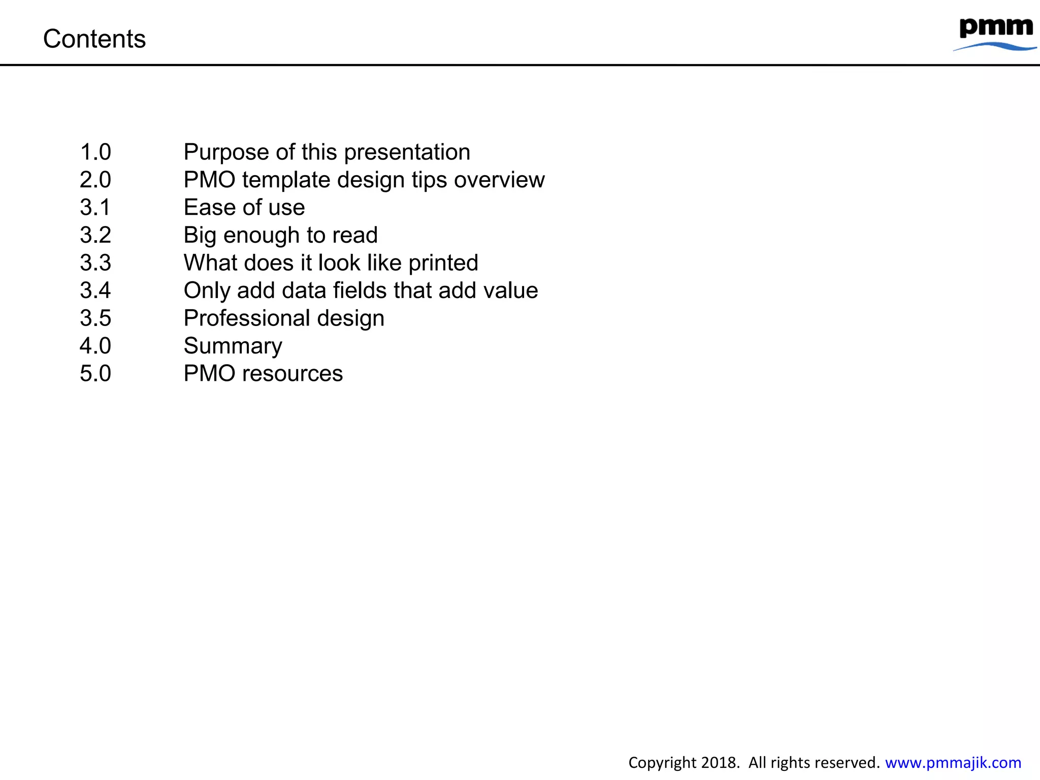 5 tips for PMO Template design | PPT