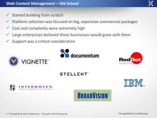 Drupal in the Enterprise: A System Integrator's Perspective - Presented by Tony Rems of ...