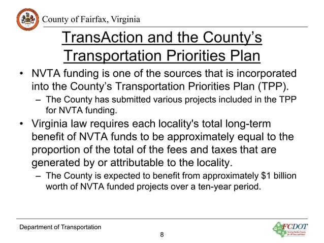 Fairfax County and the NVTA TransAction Update | PPT