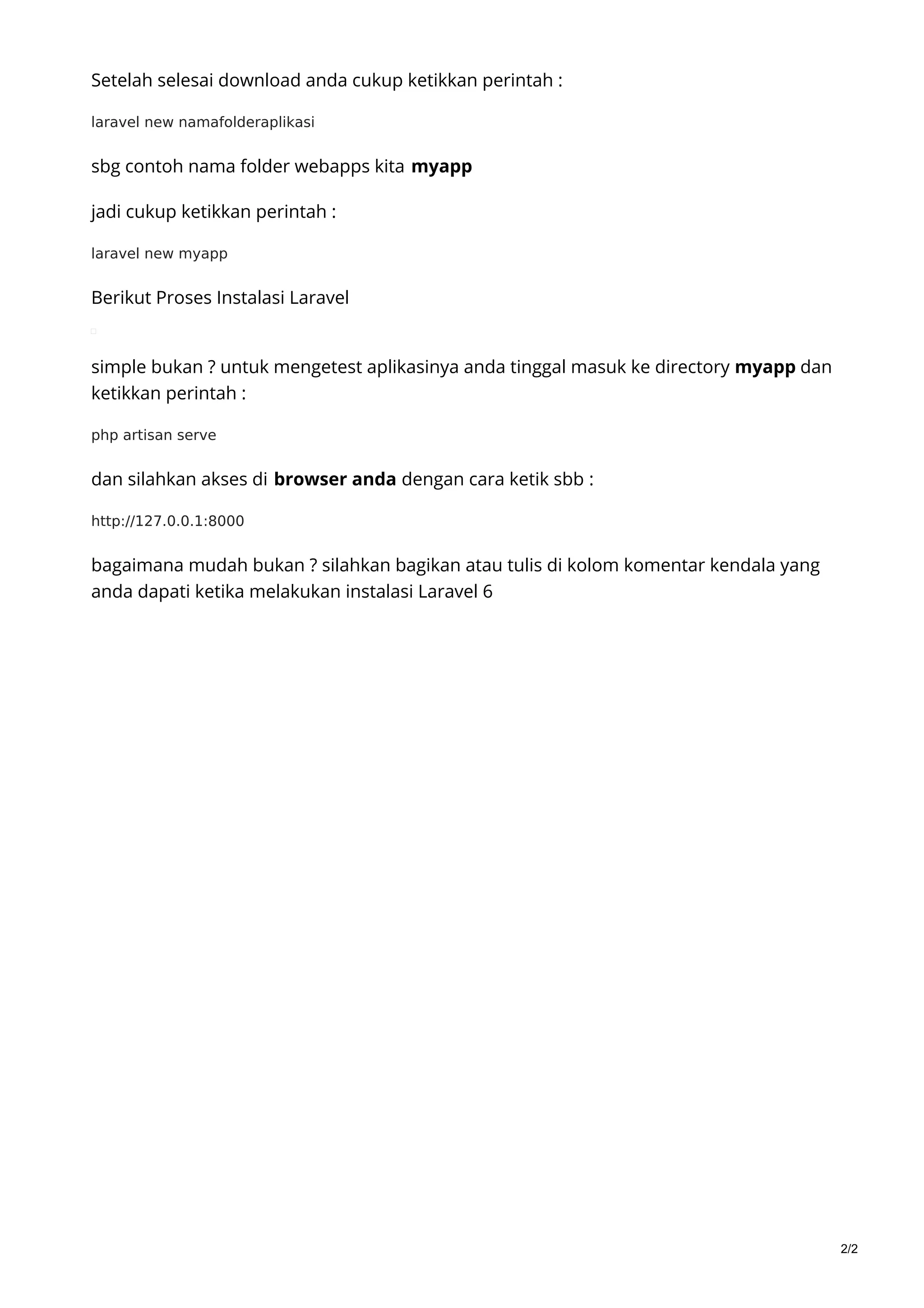 tutorial cara mudah instalasi laravel 6 | PDF