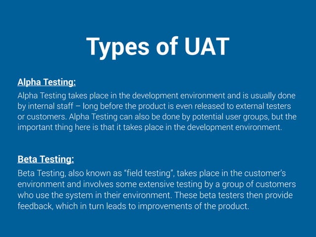 5 Types of USER ACCEPTANCE TESTING (UAT) | PPT