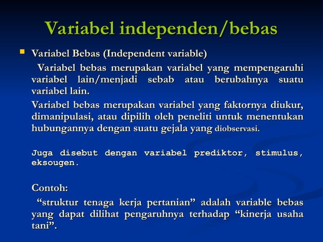 konsep variabel penelitian dalam metodologi penelitian | PPT