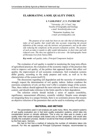 5. vasiliniuc i., patriche c. elaborating a soil quality index | PDF