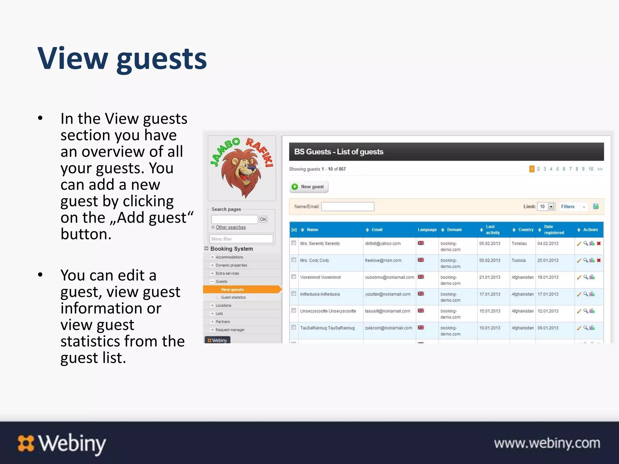 5 Webiny Booking System - Guests, Requests & Special Offers | PPT ...