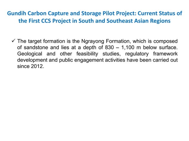 Gundih Carbon Capture and Storage Pilot Project: Current Status of the ...