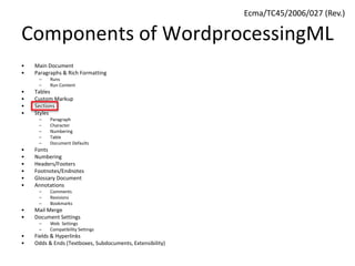 5 wordprocessing ml subject - sections | PPT