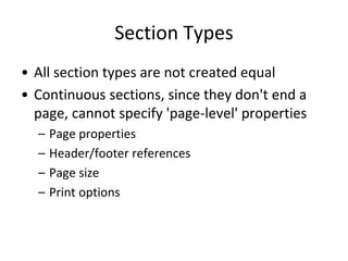 5 wordprocessing ml subject - sections | PPT