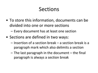 5 wordprocessing ml subject - sections | PPT