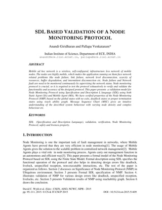 SDL BASED VALIDATION OF A NODE MONITORING PROTOCOL | PDF