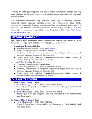 (2021) Silabus Training "Best Practice MENTORING SKILL" | DOCX