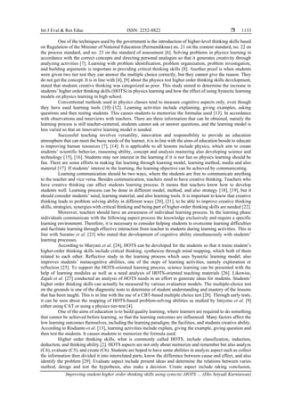 Improving student higher order thinking skills using Synectic-HOTS ...