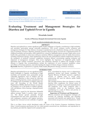 Evaluating Treatment and Management Strategies for Diarrhea and Typhoid ...