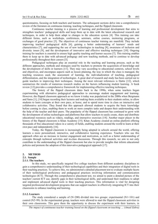 The impact of continuous teacher training based on the flipped ...