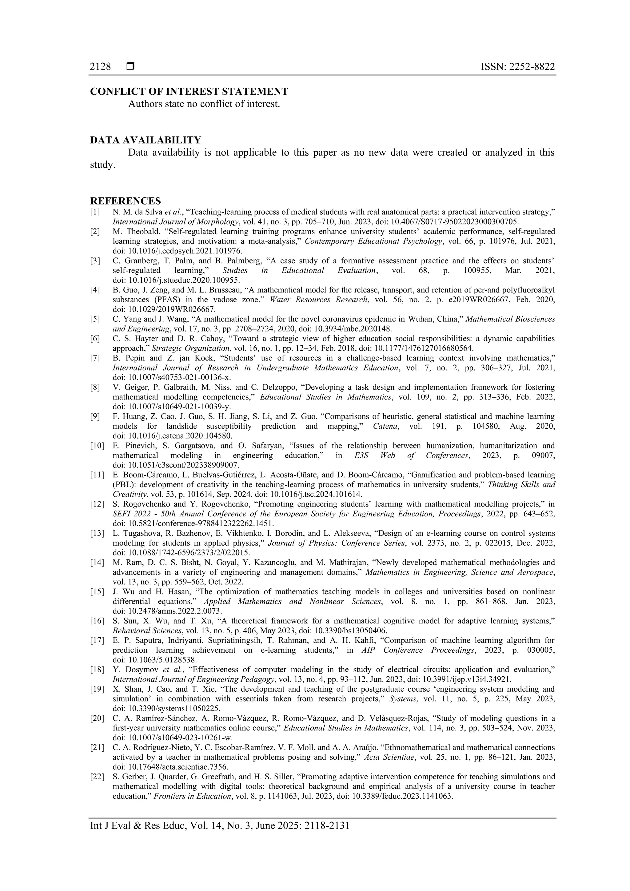 Transforming university education: a systematic review of mathematical ...