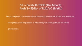 50-52 Contents of Surah Qaaf Al Zaariyaat Al Toor | PPTX | Islam ...