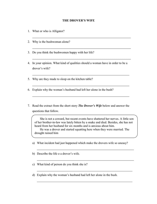 The Drovers Wife | PDF | Reptiles | Pets