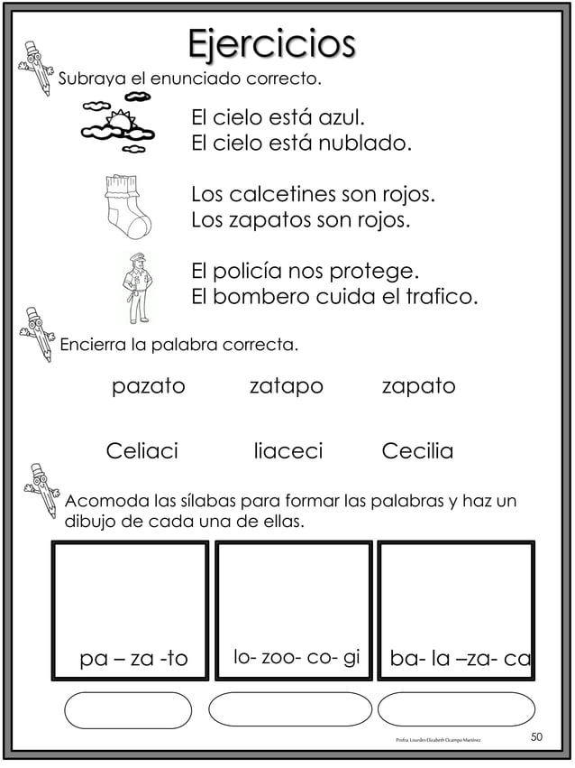 50 Ejercicios De Lecto Escritura Para Preescolar Y Primaria 25 52 Pdf