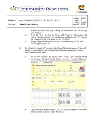 500.52 vaccination certificate notice to comply 022012 | PDF