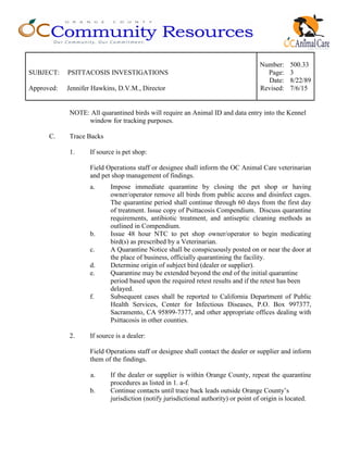 500.33 psittacosis investigations | PDF