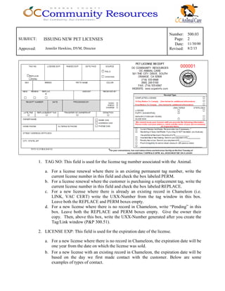 500.03 issuing new pet licenses | PDF