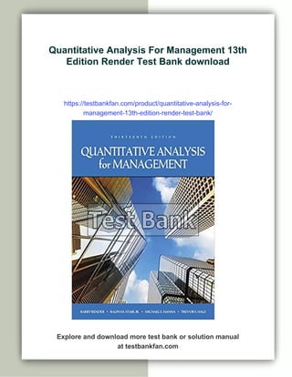 Quantitative Analysis For Management 13th Edition Render Test Bank | PDF