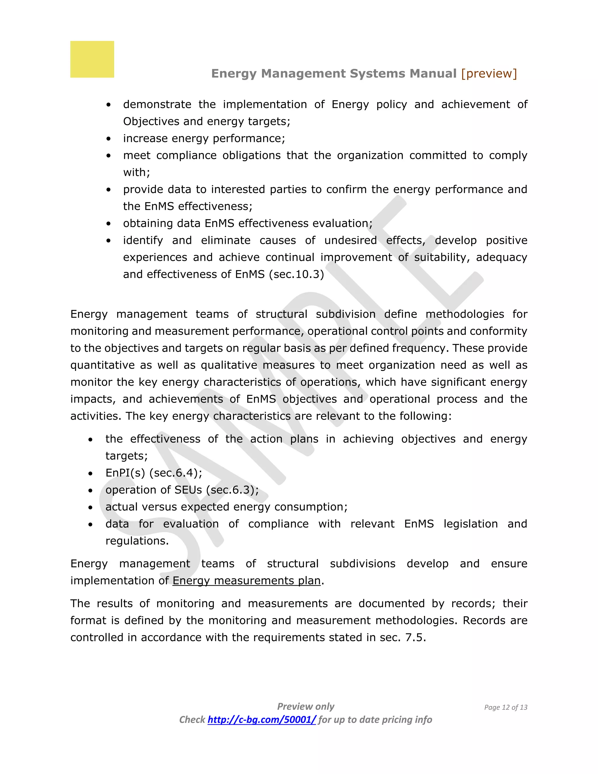 50001:2018 EnMS Manual Template Preview | PDF