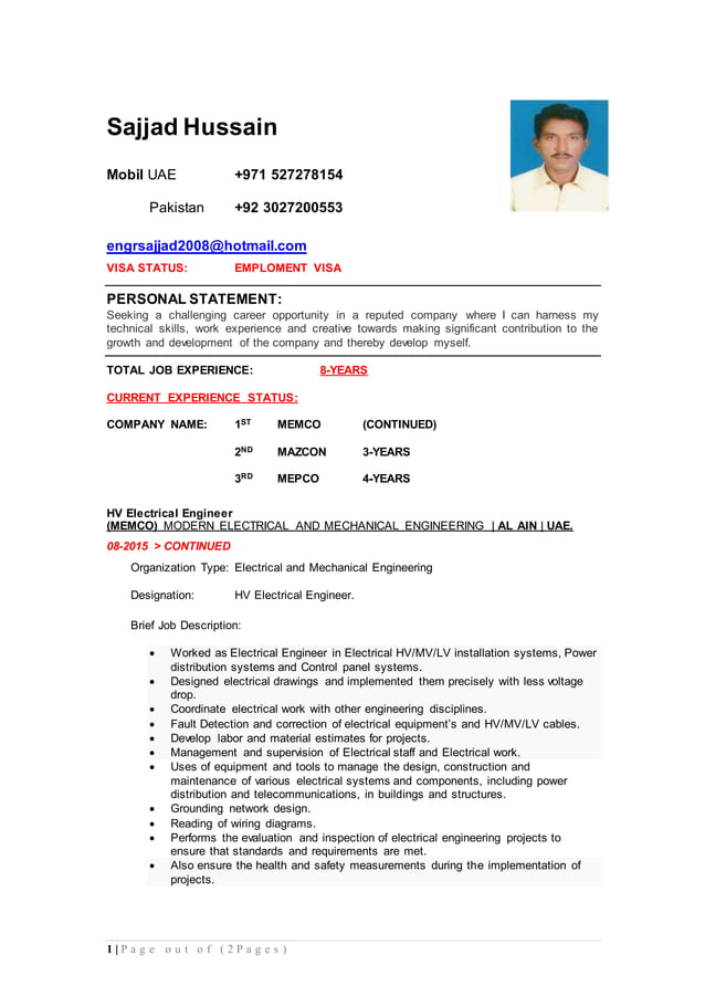 CV Engr Sajjad Hussain | DOCX