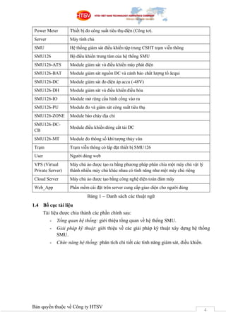 TÀI LIỆU KỸ THUẬT HỆ THỐNG GIÁM SÁT ĐIỀU KHIỂN CSHT TRẠM VIỄN THÔNG – SMU | PDF