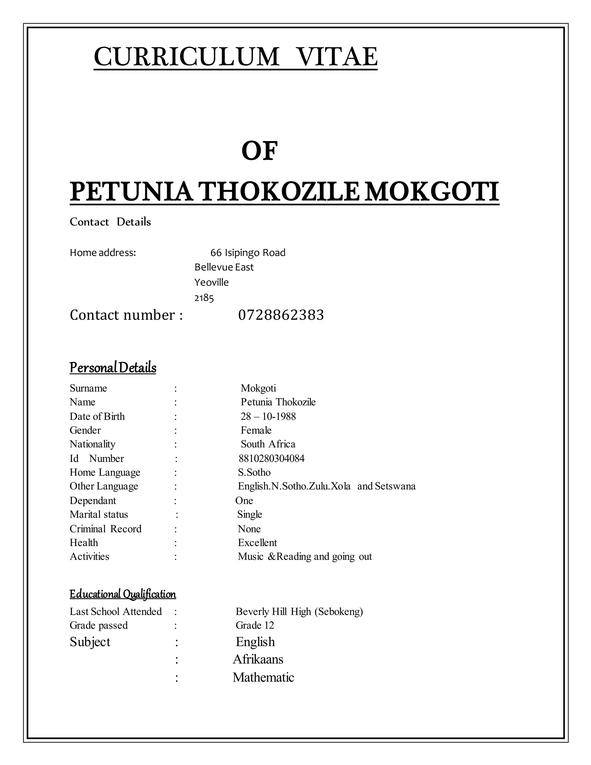 resent cv | DOCX | Business and Finance