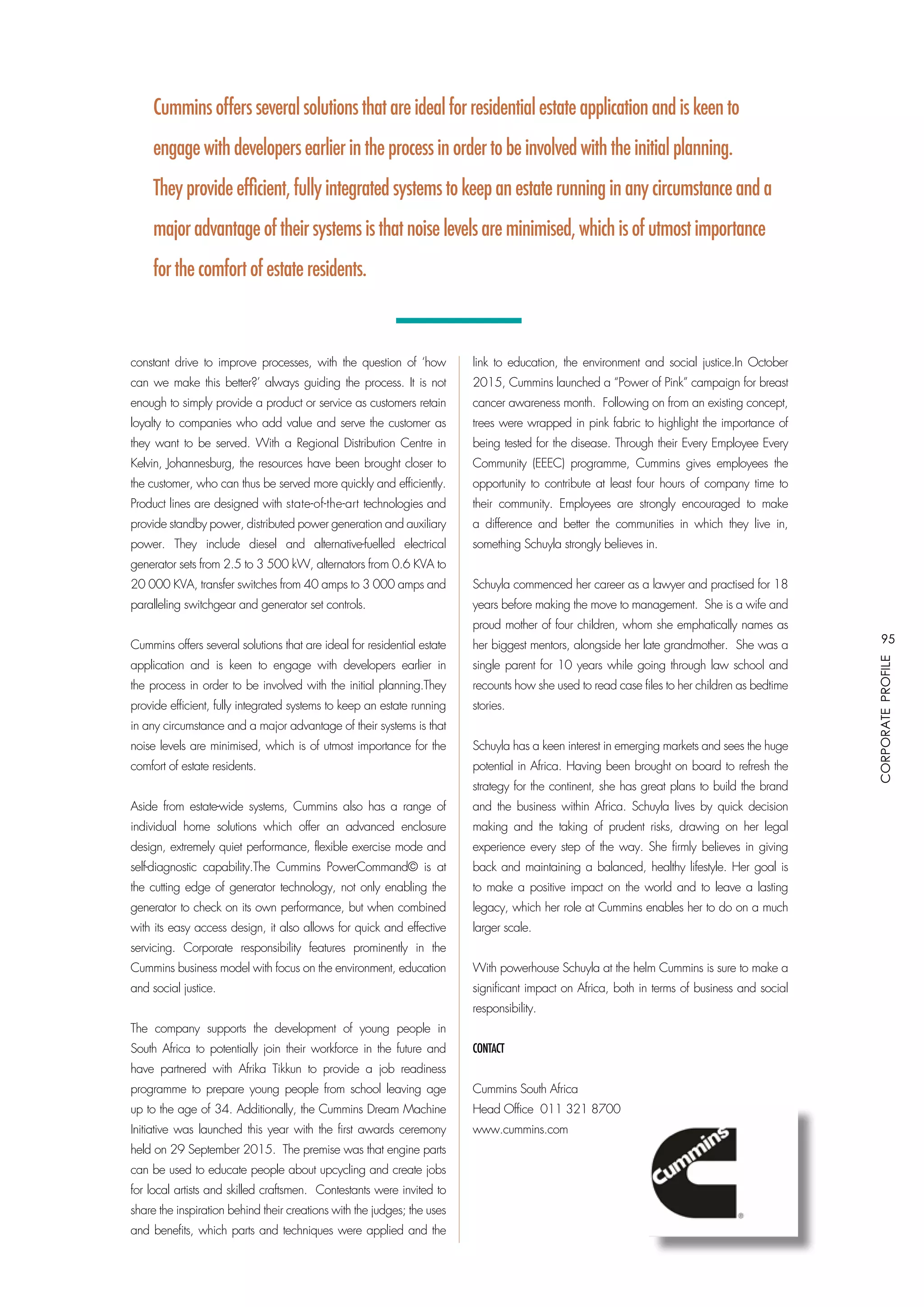 Estate Living_Cummins SA Profile | PDF