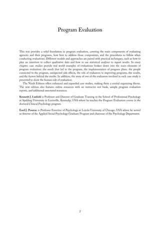 Program Evaluation Methods And Case Studies Emil J Posavac Kenneth J ...